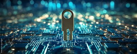 digital key unlocking virtual door signifying cyber security selective focus concept of