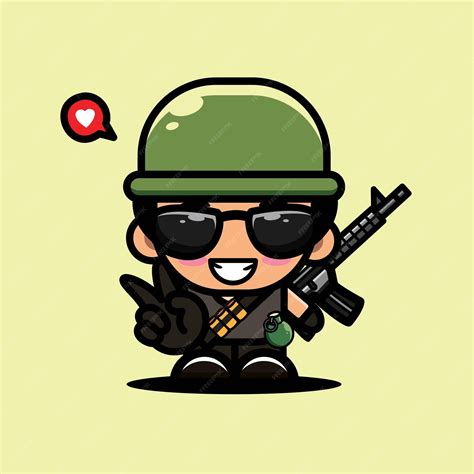 Premium Vector Army Cute Character Design Illustration