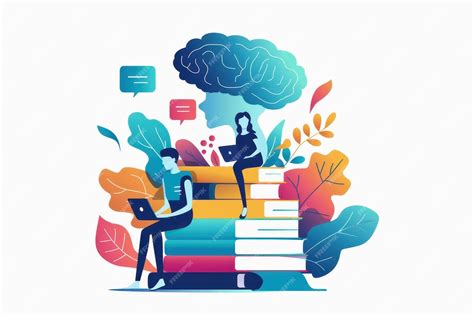 A Person Sitting On Top Of A Stack Of Books Premium Ai Generated Image