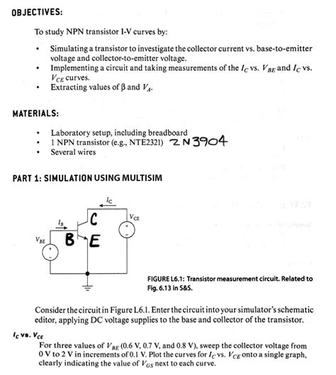 SOLVED OBJECTIVES To Study NPN Transistor I V Curves By Simulating A Transistor To Investigate
