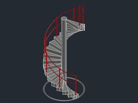 3d Spiral Staircase With Railings In Dwg 25510 Kb Cad Library
