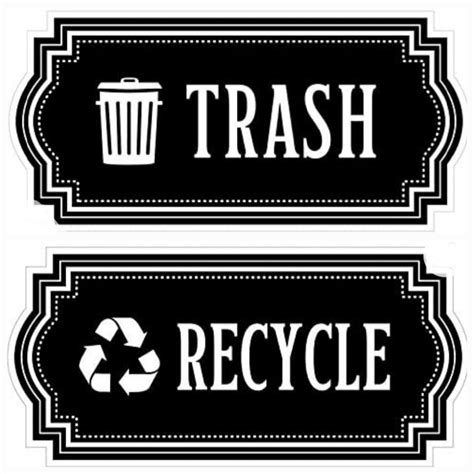 Trash Recycling Can Labels Set Of Two Stickers Trash Etsy