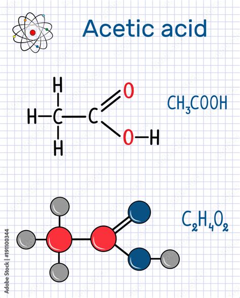 Acetic Acid Ethanoic Molecule Structural Chemical Formula And