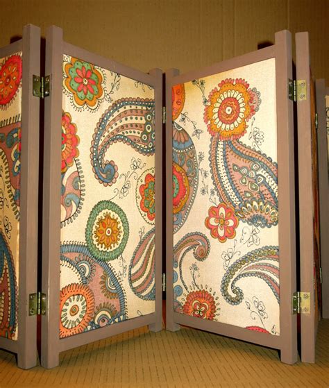 Portable Screen Table Divider Foling Mini Room Divider Mini Silk Screen Small India Paisley