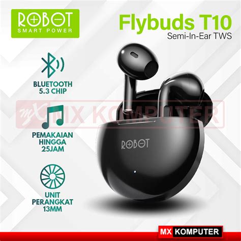 Robot T10 Flybuds Semi In Ear Tws Wireless Hitam Mx Komputer Jogja