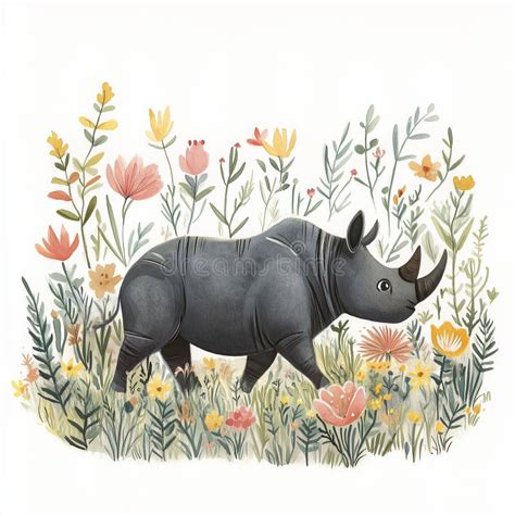 Indian Rhinoceros Vector Illustration Stock Vector Illustration Of