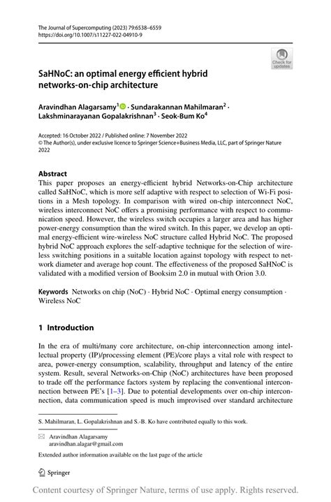 Sahnoc An Optimal Energy Efficient Hybrid Networks‑on‑chip