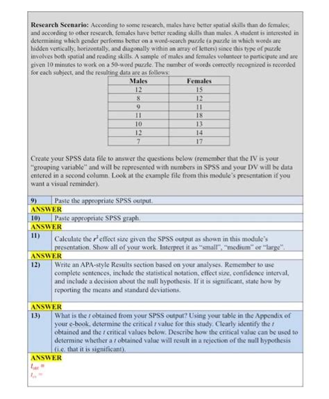 Solved Research Scenario According To Some Research Males