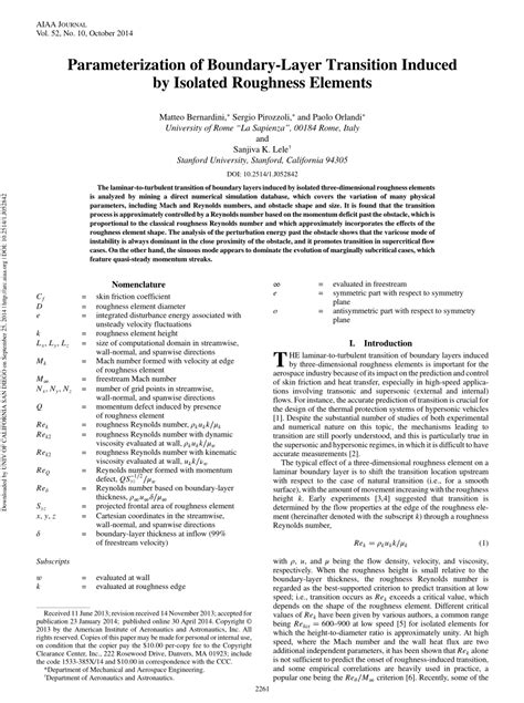 pdf parameterization of boundary layer transition induced by isolated roughness elements