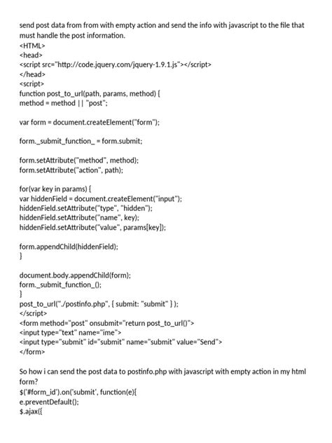 Send Post Data From From With Empty Action And Send The Info With