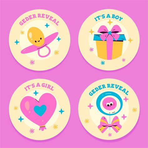 Free Vector Flat Design Gender Reveal Celebration Labels