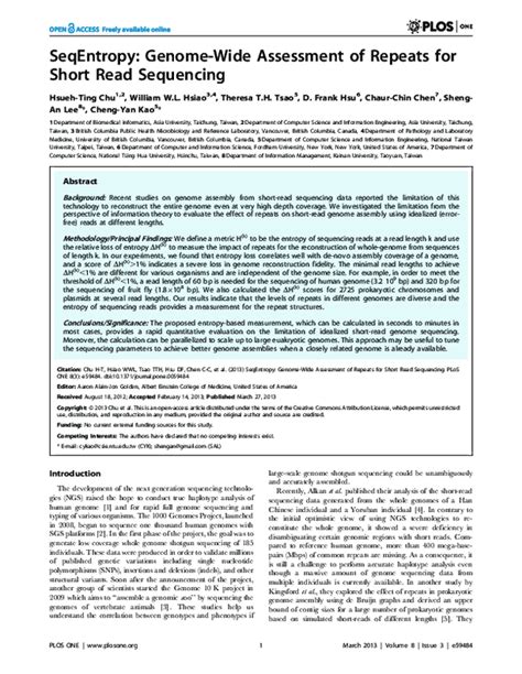 Pdf Seqentropy Genome Wide Assessment Of Repeats For Short Read