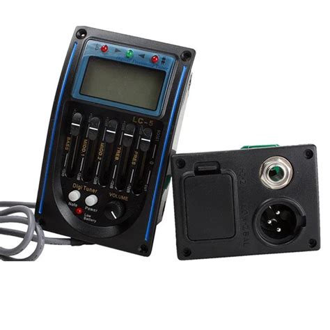 10pcs 전문 어쿠스틱 5 밴드 Eq 이퀄라이저 기타베이스 프리 앰프 피에조 픽업 Lcd 튜너 Lc 5lcd Tunerequalizer Guitarpiezo