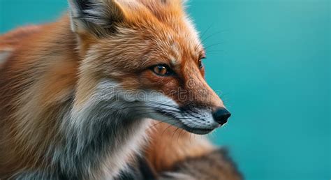 A Mesmerizing Fox Portrait Against A Teal Backdrop Generated Using Ai