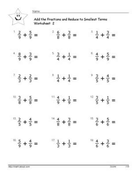 6th Grade Fractions Worksheets