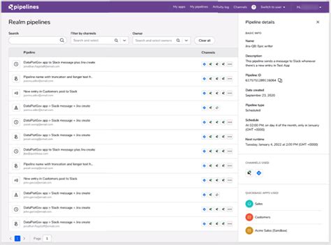 realm admin view of pipelines quickbase help