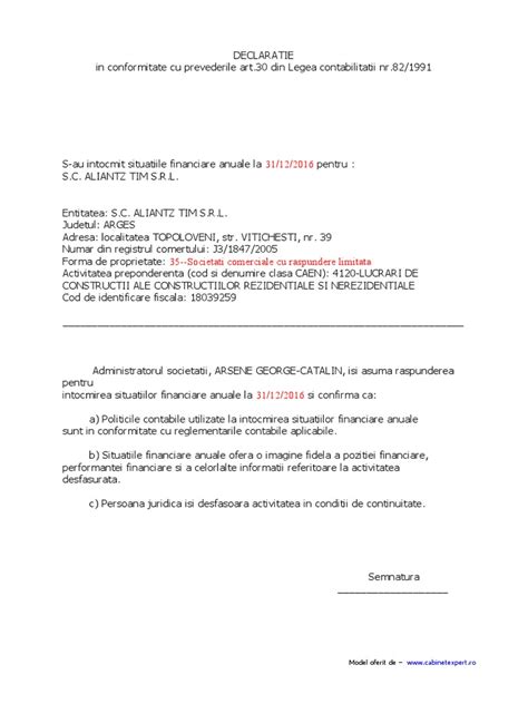 Declaratie Art 30 Bilant