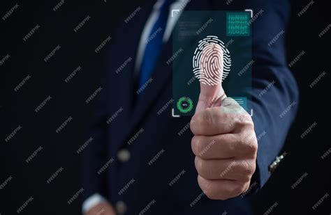 Premium Photo Businessman Scan Fingerprint Biometric Identity