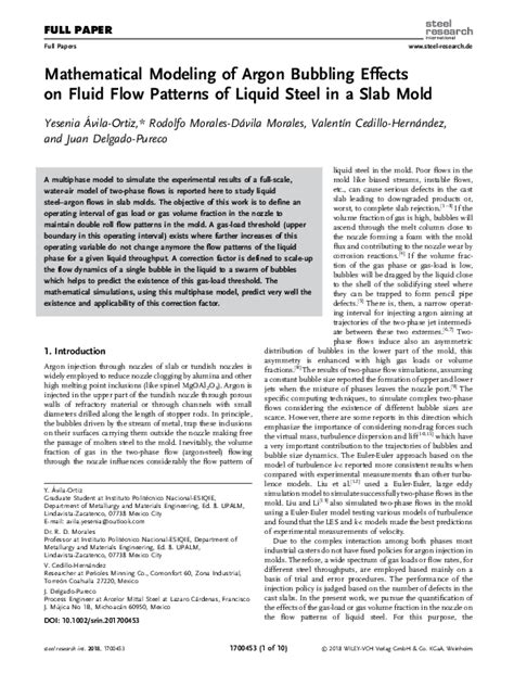 Pdf Mathematical Modeling Of Argon Bubbling Effects On Fluid Flow Patterns Of Liquid Steel In
