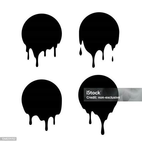 떨어지는 검은 원 잉크의 액체 방울 떨어지는 액체 벡터 그림 격리 검은색에 대한 스톡 벡터 아트 및 기타 이미지 검은색 그래피티 그런지 이미지 기법 Istock