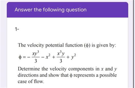 solved answer the following question 1 r the velocity