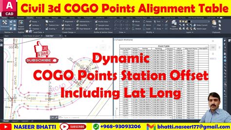 Civil D COGO Points Alignment Table Dynamic COGO Points Station Offset Including Lat Long In