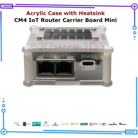 acrylic case with heatsink raspberry pi cm4 iot router carrier board