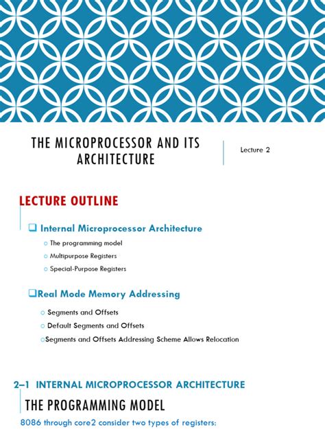 Lecture 2 The Microprocessor And Its Architecture Pdf Computer Programming Computer Memory