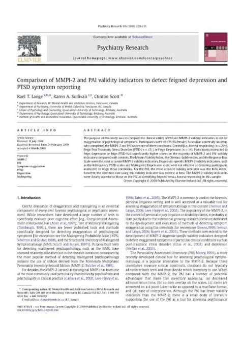 Mmpi Pdf 96788 Mmpi Pai Validity Comparison Lange