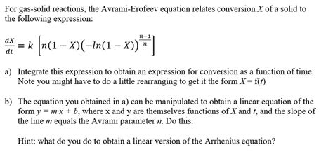 solved for gas solid reactions the avrami erofeev equation