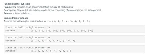 Solved Function Name Sublists Parameters St A List N