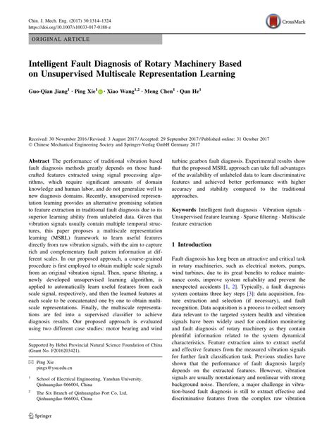 Pdf Intelligent Fault Diagnosis Of Rotary Machinery Based On