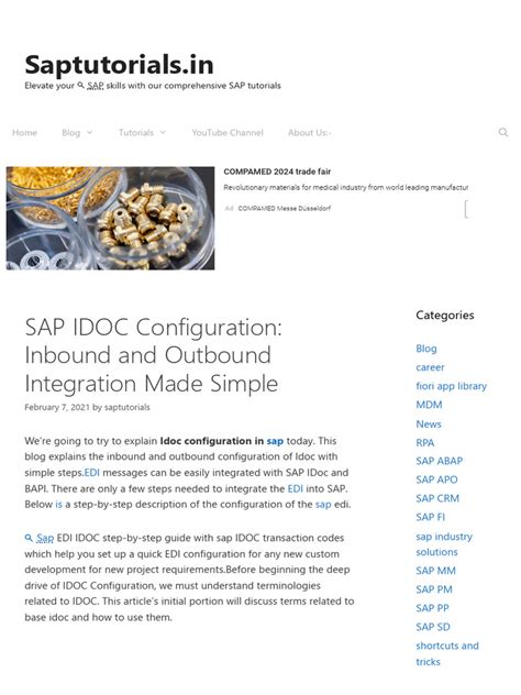 Sap Idoc Configuration Inbound And Outbound Integration Made Simple Saptutorials In Pdf