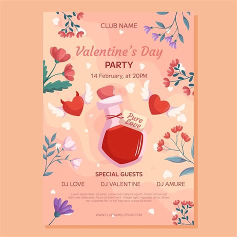 Diseño De Plantilla De Póster De La Fiesta Del Día De San Valentín