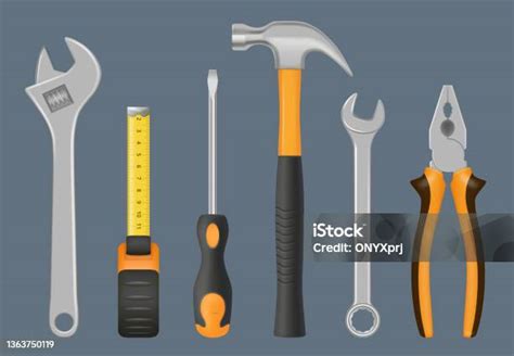 정비사 도구 해머 나사 손톱 볼트와 너트 용 핸디 크래프트 남자 금속 장비 괜찮은 벡터 사실적 세트 격리 강철에 대한 스톡 벡터 아트 및 기타 이미지 Istock