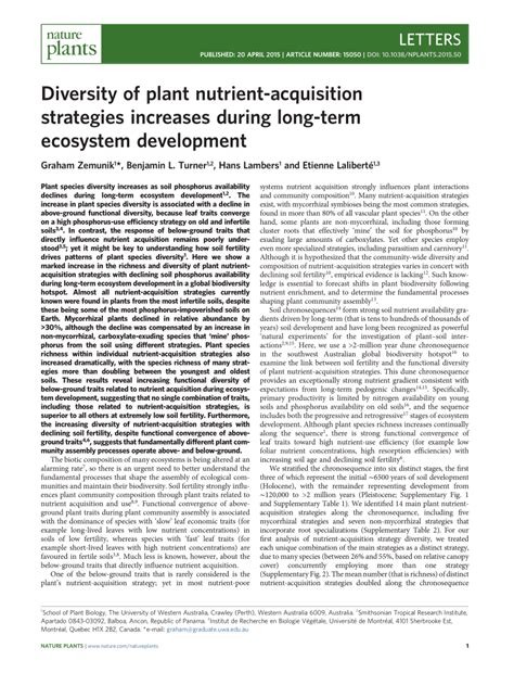 Pdf Diversity Of Plant Nutrient Acquisition Strategies Increases During Long Term Ecosystem