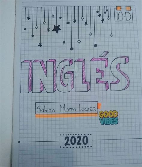 Carátula Para Cuaderno De Inglés Con Buena Vibra