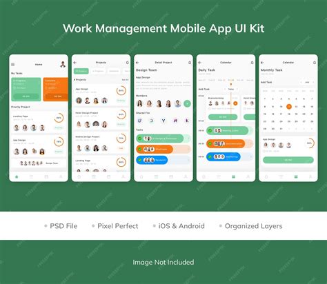 Premium Psd Work Management Mobile App Ui Kit