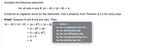 Solved Consider The Following Statement For All Sets A And