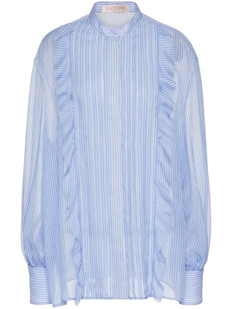 Valentino Garavani 러플 트리밍 실크 셔츠 Farfetch