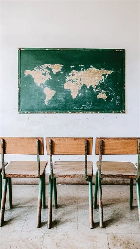A Serene Classroom Scene With A Glowing World Map Stock Illustration Illustration Of Peaceful