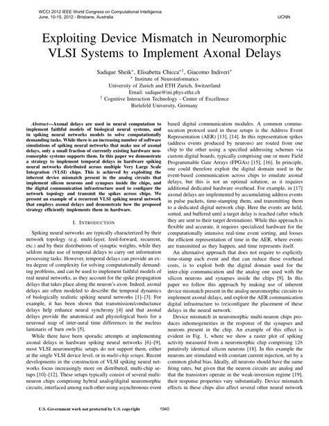 Pdf Exploiting Device Mismatch In Neuromorphic Vlsi Systems To