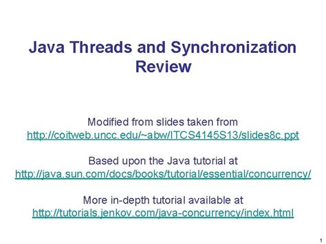 Java Threads And Synchronization Review Modified From Slides