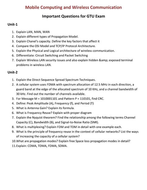 Mcwc Imp Mcwc Notes Mobile Computing And Wireless Communication Important Questions For Gtu