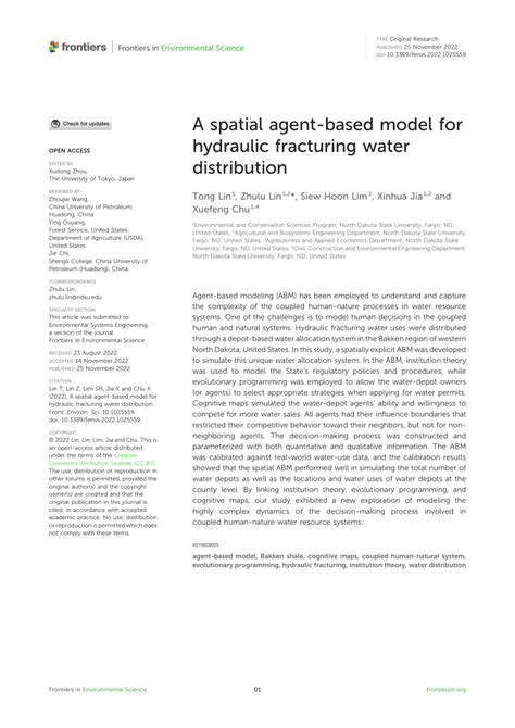 Pdf A Spatial Agent Based Model For Hydraulic Fracturing Water Distribution