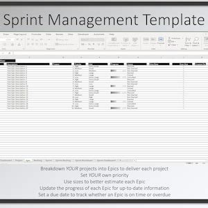 Sprint Management Excel Template Scrum Excel Template Agile Excel Template Sprint Management