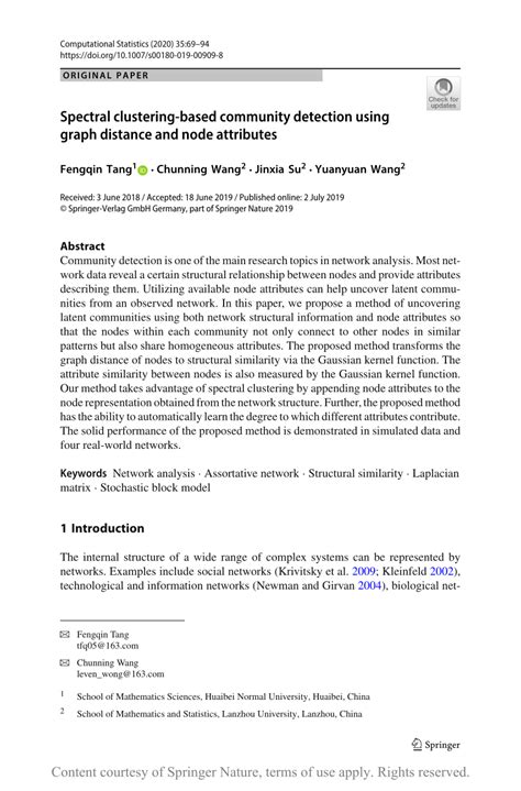 Spectral Clustering Based Community Detection Using Graph Distance And