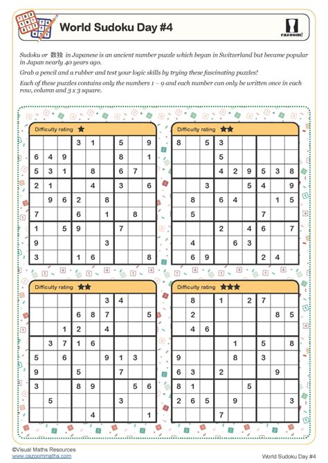 World Sudoku Day 4 Worksheet Pdf Printable Worksheet