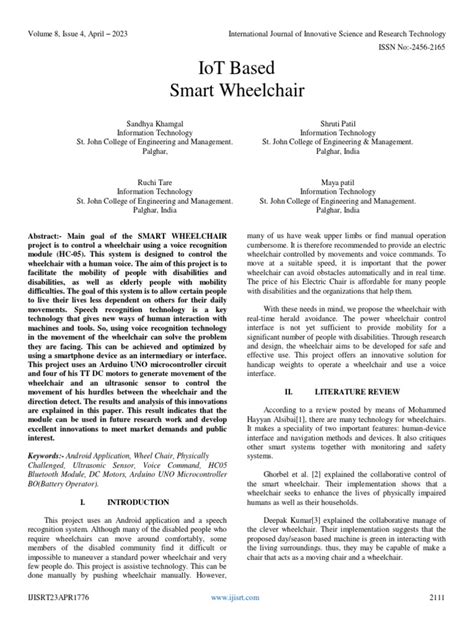 Iot Based Smart Wheelchair Pdf Wheelchair Mobile App