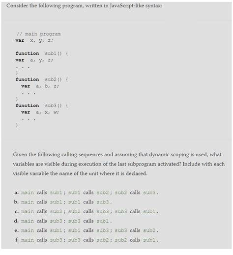 Solved Consider The Following Program Written In